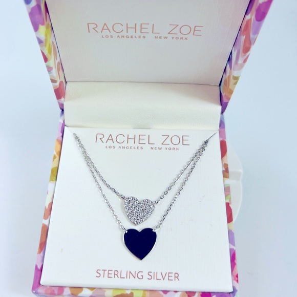 Rachel Zoe | Jewelry | Rachel Zoe Sterling Silver Double Heart Layered ...